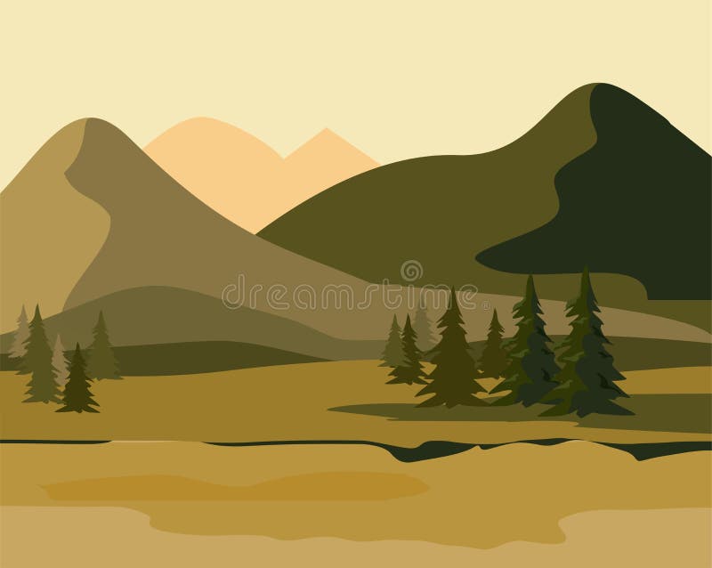 Layers of Mountain Landscape with Fir Forest in the Summer Day Stock ...