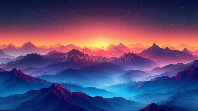 Layers of Mountain Ranges at Sunset Stock Image - Image of scenery ...