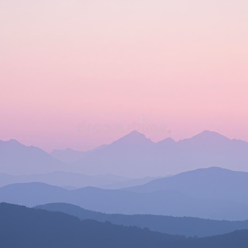 Layers of Mountains in a Gradient from Dark To Light Blue Fade into a ...