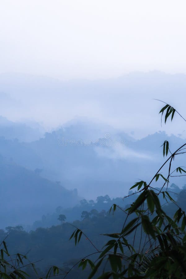 The Layers Mountains with Mist Landscape Stock Image - Image of ...