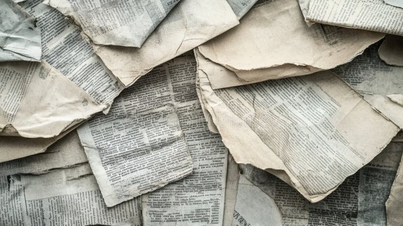 Vintage Newspaper Clippings Overlap on a Textured Surface Creating a ...
