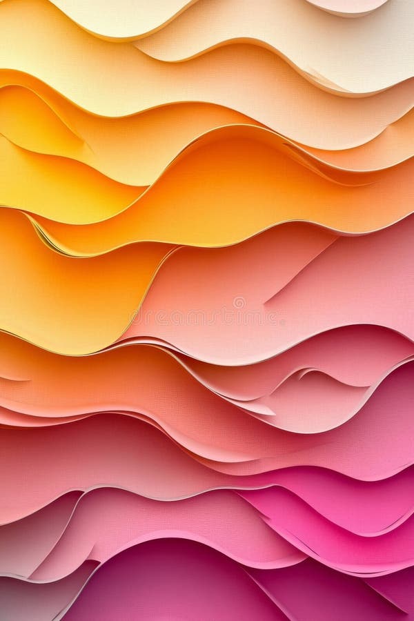 Layers of Paper in Warm Hues Undulate Rhythmically, Forming a Striking ...