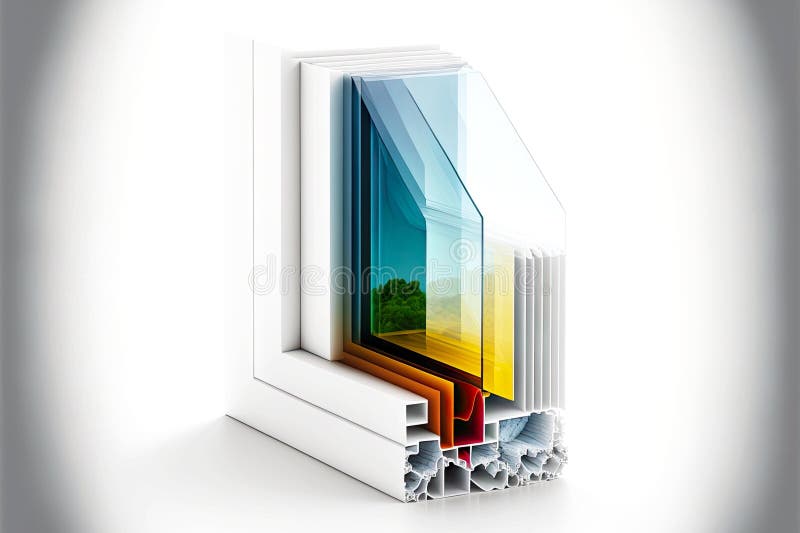 Layers of Plastic Windows Profile in Section on White Background Stock ...