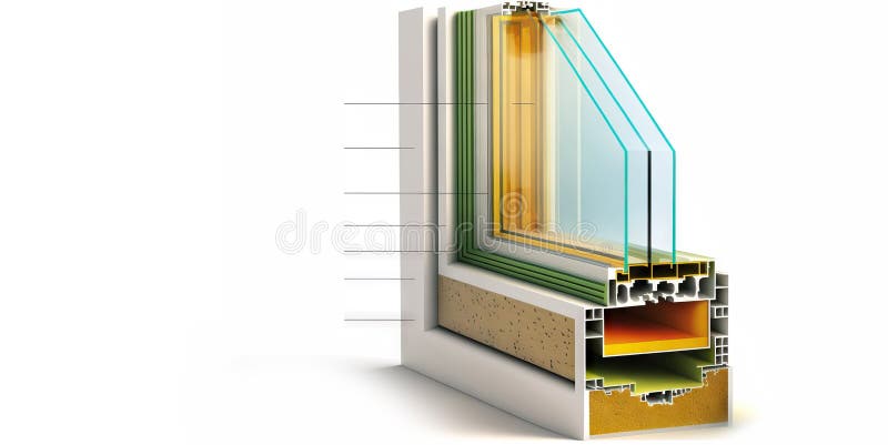 Layers of Plastic Windows Profile in Section on White Background Stock ...