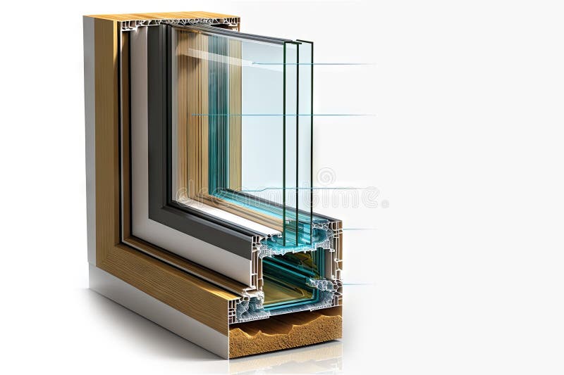 Layers of Plastic Windows Profile in Section on White Background Stock ...