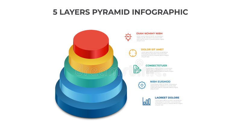 Pyramid Infographic Template with 5 Levels, Options, List Diagram ...