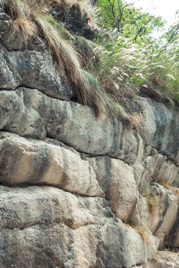 Layers of Rocks in a Small Mountain Canyon Stock Image - Image of ...