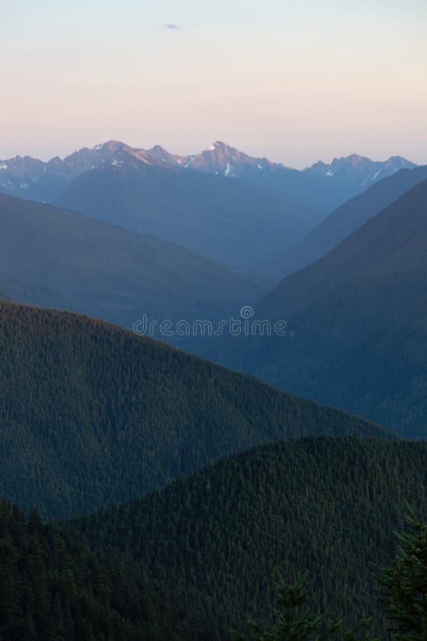 Layers of Rolling Forest Mountain Peaks in Evening Stock Photo - Image ...