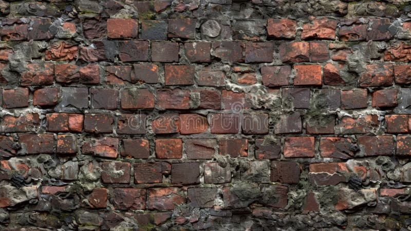Layers of Rough Textured Mortar Show through the Deep Red Bricks Adding ...