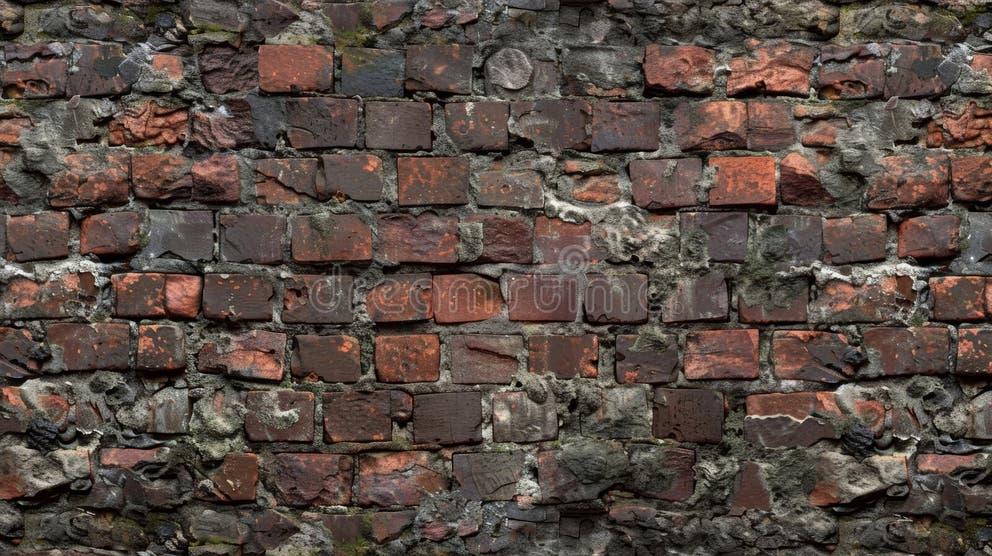 Layers of Rough Textured Mortar Show through the Deep Red Bricks Adding ...