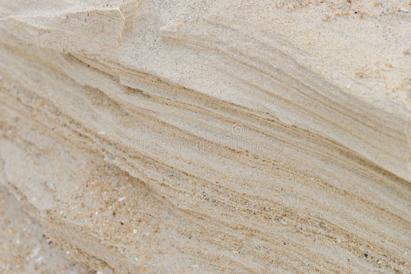 Layers of Sand on the Beach, Soft Sandstone at the Shore. Abstract ...
