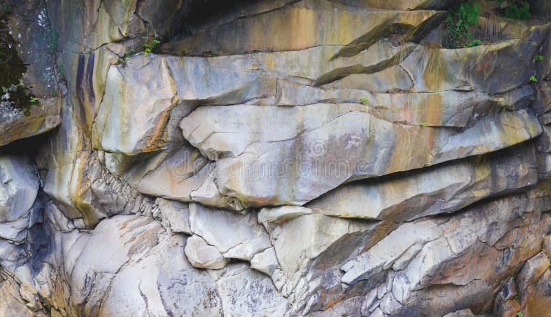 Layers of Smooth Stone in a Mountain Rock. Interesting for Geologists ...