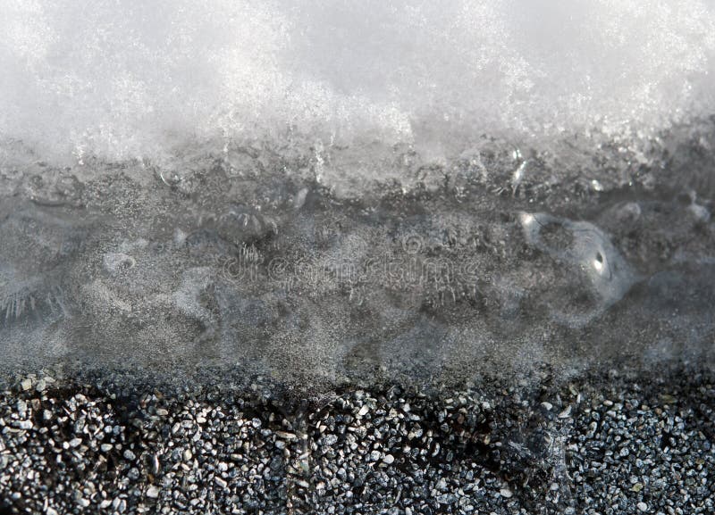 Layers of Snow Ice and Asphalt Stock Photo - Image of macro, frosty ...