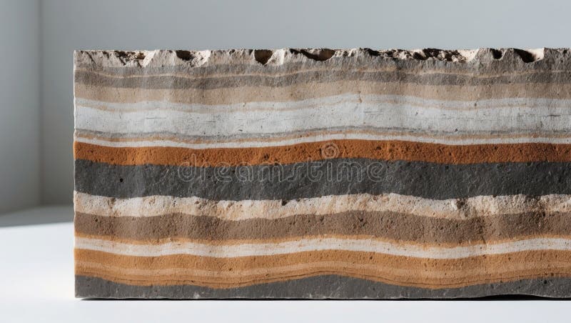 Layers of Soil and Rock in Cross Section View. Stock Image - Image of ...