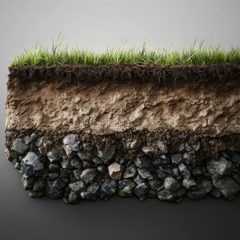 Layers of Soil and Rock with Grass on Top in Natural Environment Stock ...