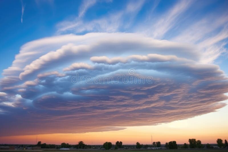 Layers of Swirling Cloud Formations at Dusk Stock Illustration ...