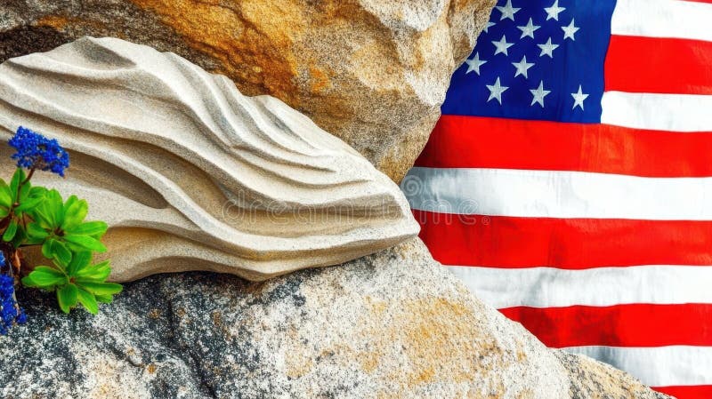 Layers of Texture and Patriotism Blend at a Top View of Stone and the ...