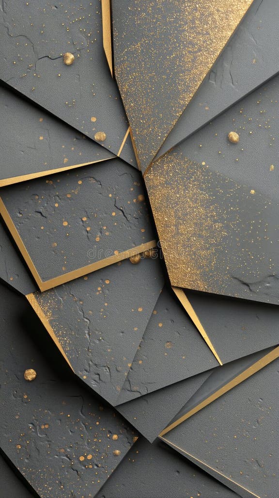 Layers of Textured Gray and Gold Surfaces with Sparkling Accents Create ...