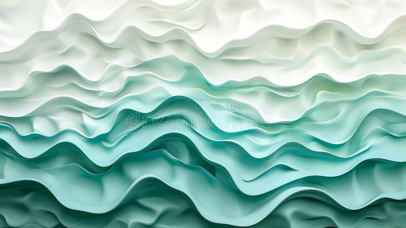 Layers of Textured Paper in Shades of White and Teal Arranged in Wavy ...