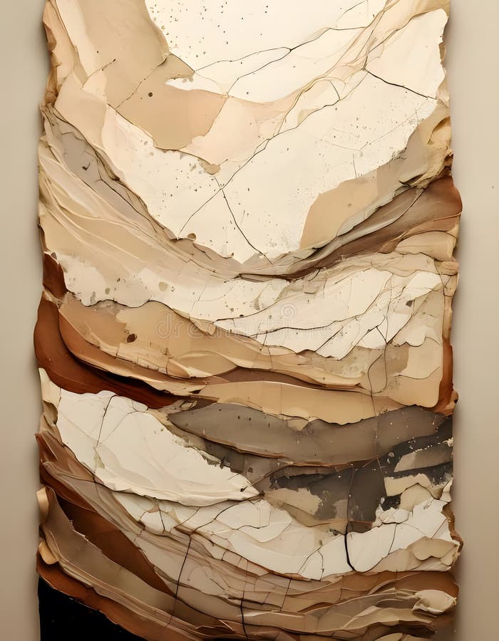 Layers of Torn and Peeling Paper in Neutral Tones Create a Textured ...