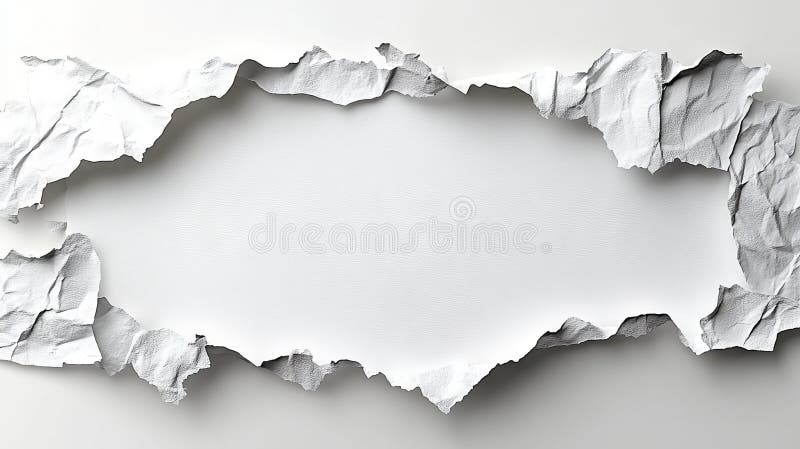 Layers of Torn White Paper Strips with Jagged Edges on a Solid Black ...