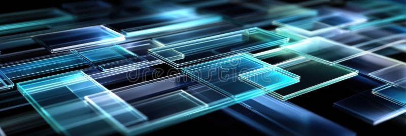 Layers of Transparent Screens in Glowing Blue Tones Create a Dynamic ...