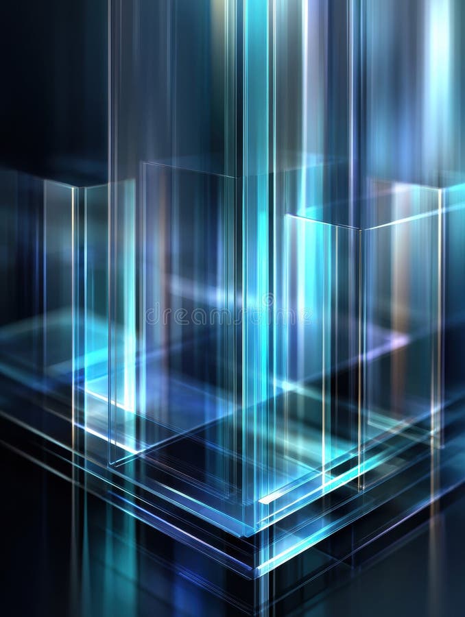 Layers of Transparent Screens Glowing in Blue Tones Create a Modern ...