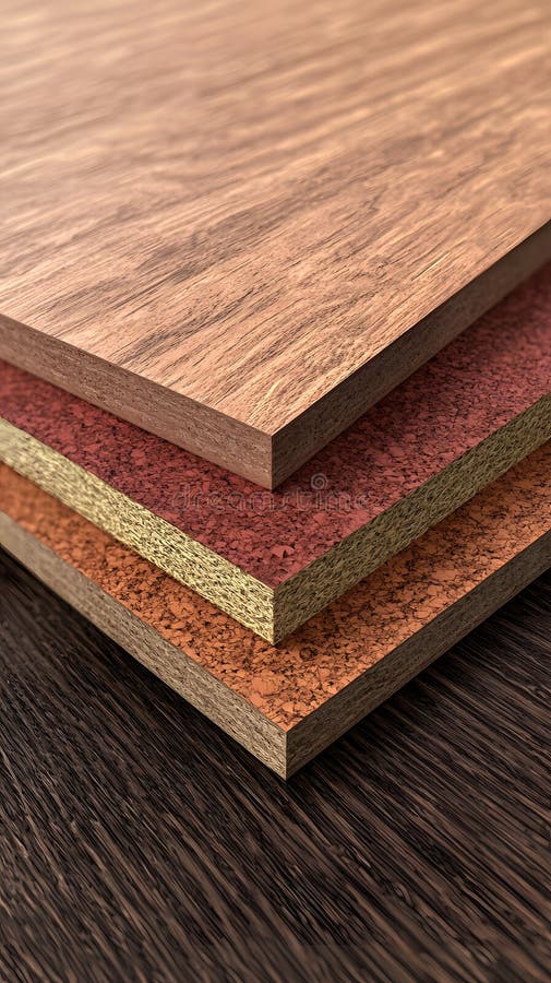 Layers of Wood and Cork Veneers Stacked Elegantly. Stock Illustration ...