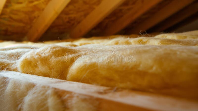 Layers of Yellow Insulation Material in Home Construction, Showing the ...