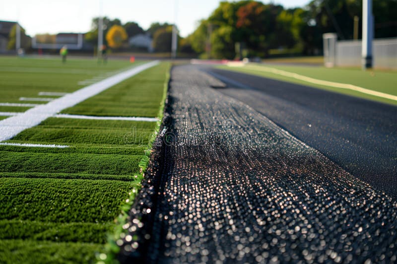 Laying Artificial Turf on a Football Field Stock Image - Image of ...