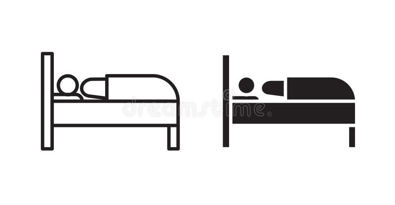 Laying in Bed Thin Line Vector Icon Set Stock Illustration ...