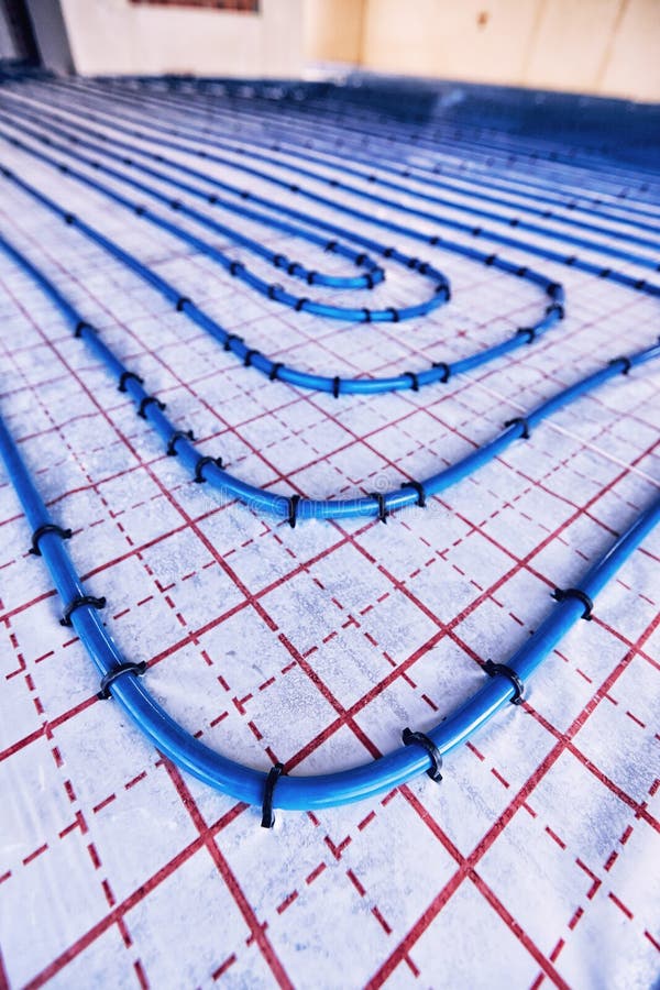 Laying Pipes for Floor Heating at the Construction Site of the H Stock ...