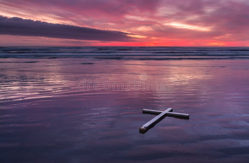 White Beach Cross stock image. Image of salvation, cross - 62658373