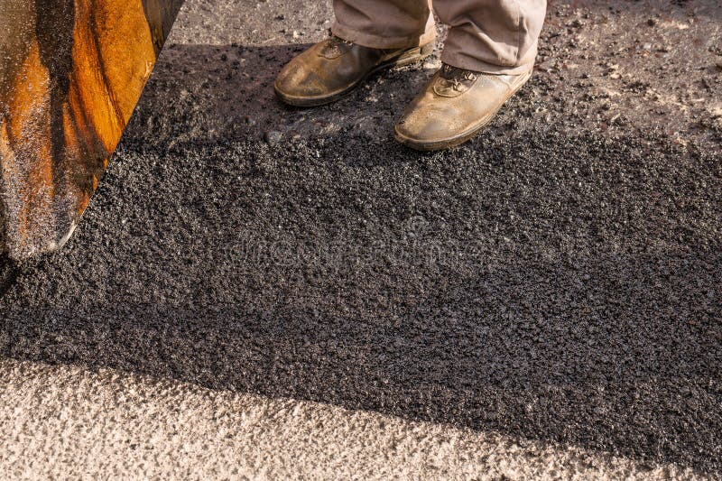 Laying Down a New Asphalt Layer for a Sidewalk Stock Photo - Image of ...