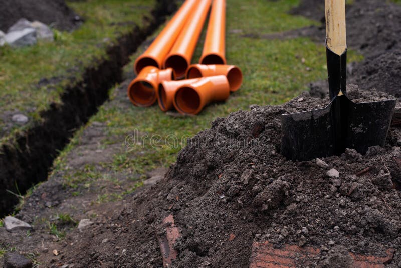 Sewage pipe stock image. Image of construction, hole - 217944767