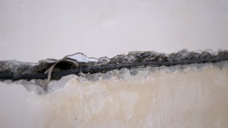Laying Electrical Wires for Installing Sockets Stock Video - Video of ...