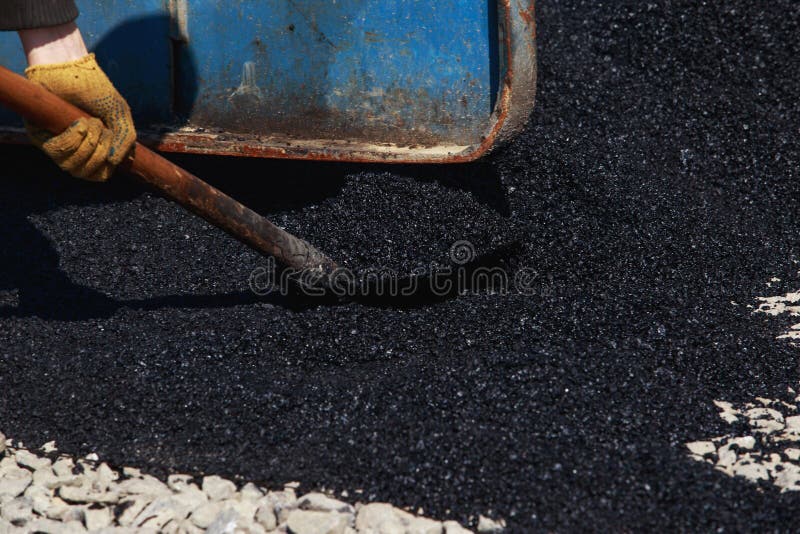 Laying fresh asphalt stock photo. Image of bitumen, lane - 91654320