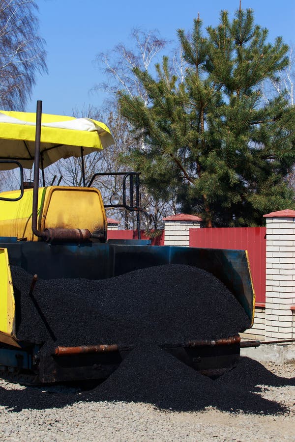 Laying fresh asphalt stock photo. Image of lane, motorway - 93750732