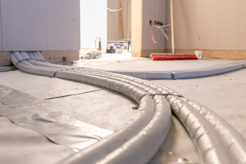 Construction of a Underfloor Heating System Stock Image - Image of ...