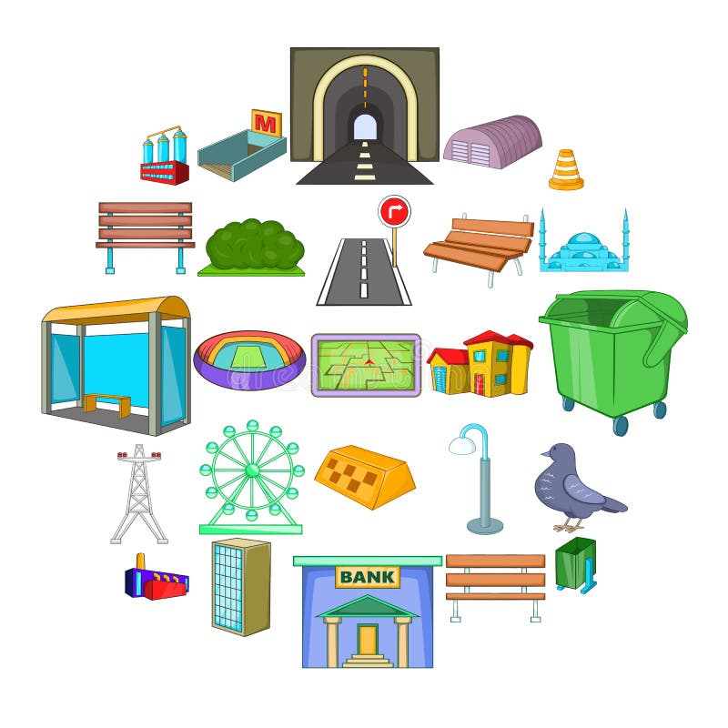 Urban Infrastructure Icons Set, Isometric Style Stock Vector ...