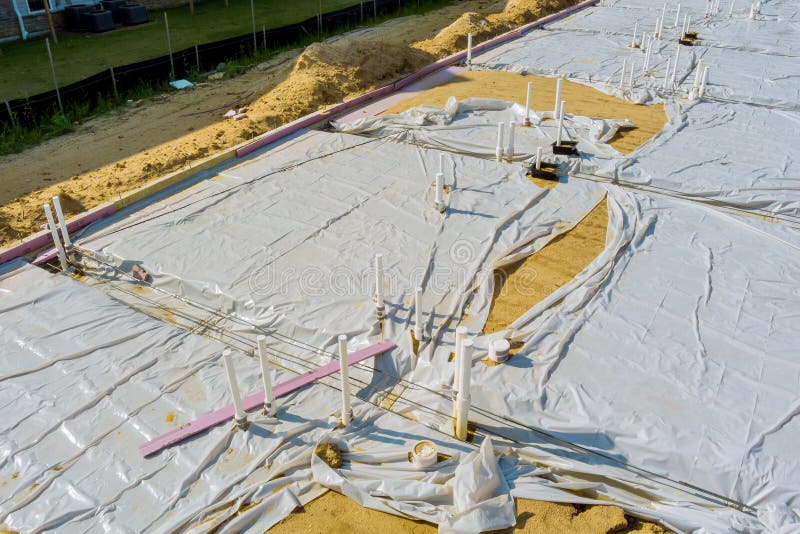 Laying Installation of a New PVC Plastic Pipe of the Earth for Pipe ...