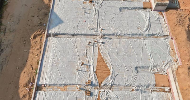 Laying PVC Plastic Pipes in Ground during Plumbing Construction Site ...