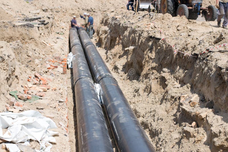 Laying of Large-diameter Metal Pipes To Replace the Heating Main Stock ...