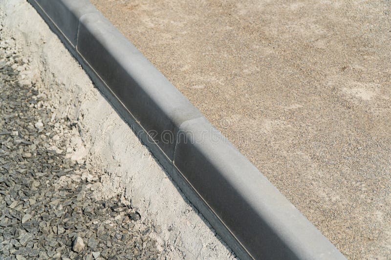Laying the Path with Paving Bricks. Curb Stone Stock Photo - Image of ...