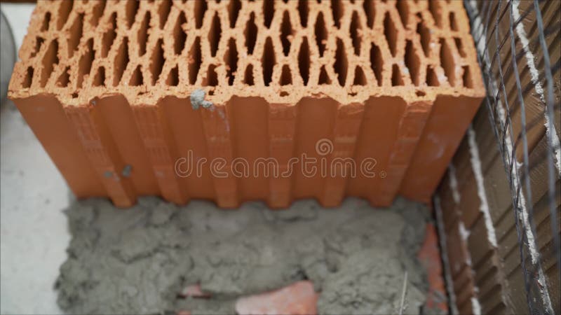 Laying Red Ceramic Blocks at a Construction Site. CERAMIC BLOCKS for ...