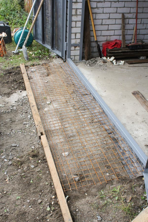 Laying the Reinforcing Mesh for the Blind Area. Stock Image - Image of ...