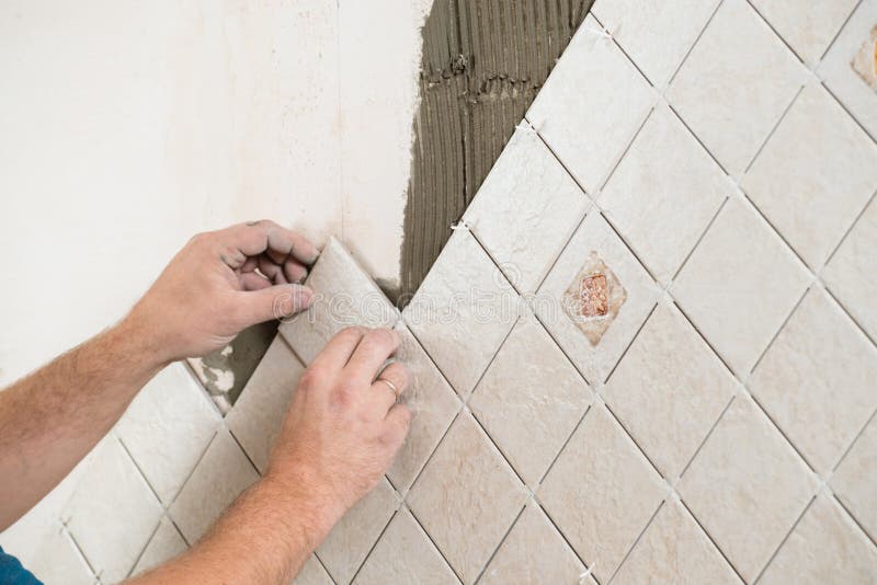 Laying Tile, Hand of the Master Stock Image - Image of interior ...