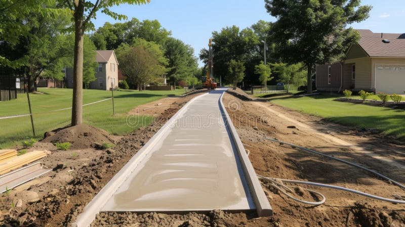 Laying Worker New Asphalt Paving Road Construction Site Work Pathway ...