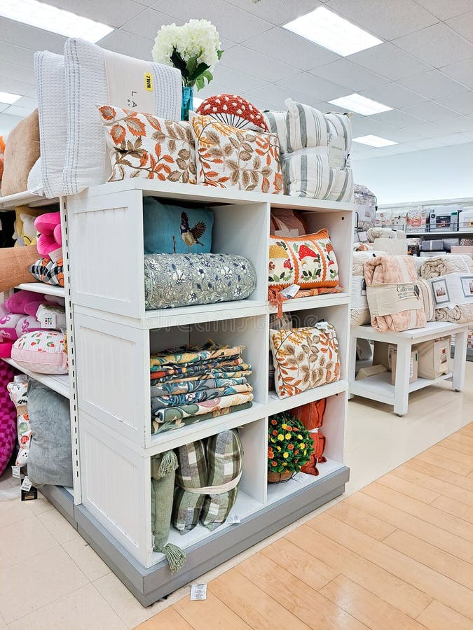 Layout of Blankets and Throws on Racks for Sale and Display in a ...