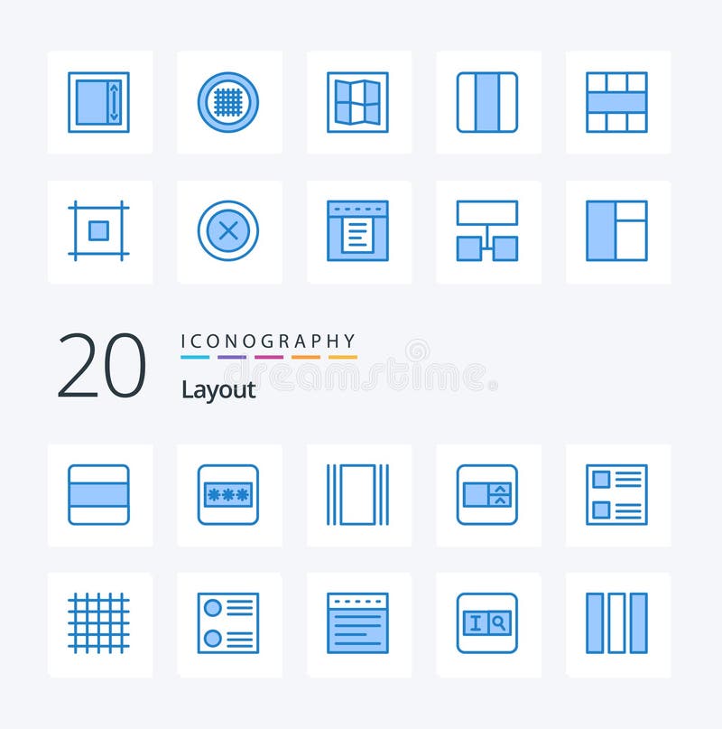 20 Layout Blue Color Icon Pack Like Field Layout Flow Checkbox Select ...